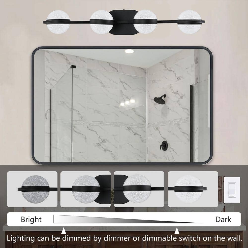 Sunpez 29.5 in. W 4-Light Bathroom Lighting Fixtures Over Mirror LED Light, 5000K Daylight ...