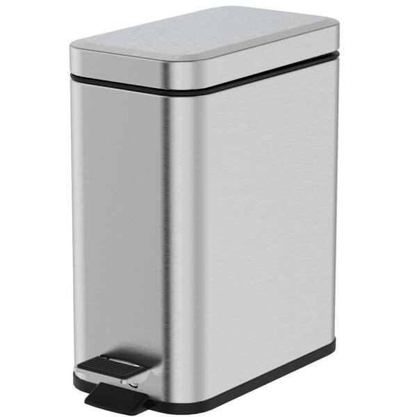 Innovaze 1.3 Gal. Satin Silver Slim Trash Can, Stainless Steel Step On ...