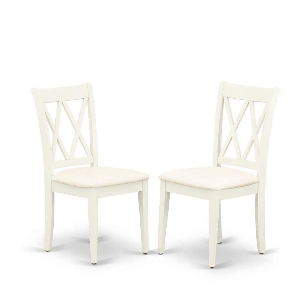 East West Furniture Linen White Linen Fabric Upholstered Wood Chairs ...