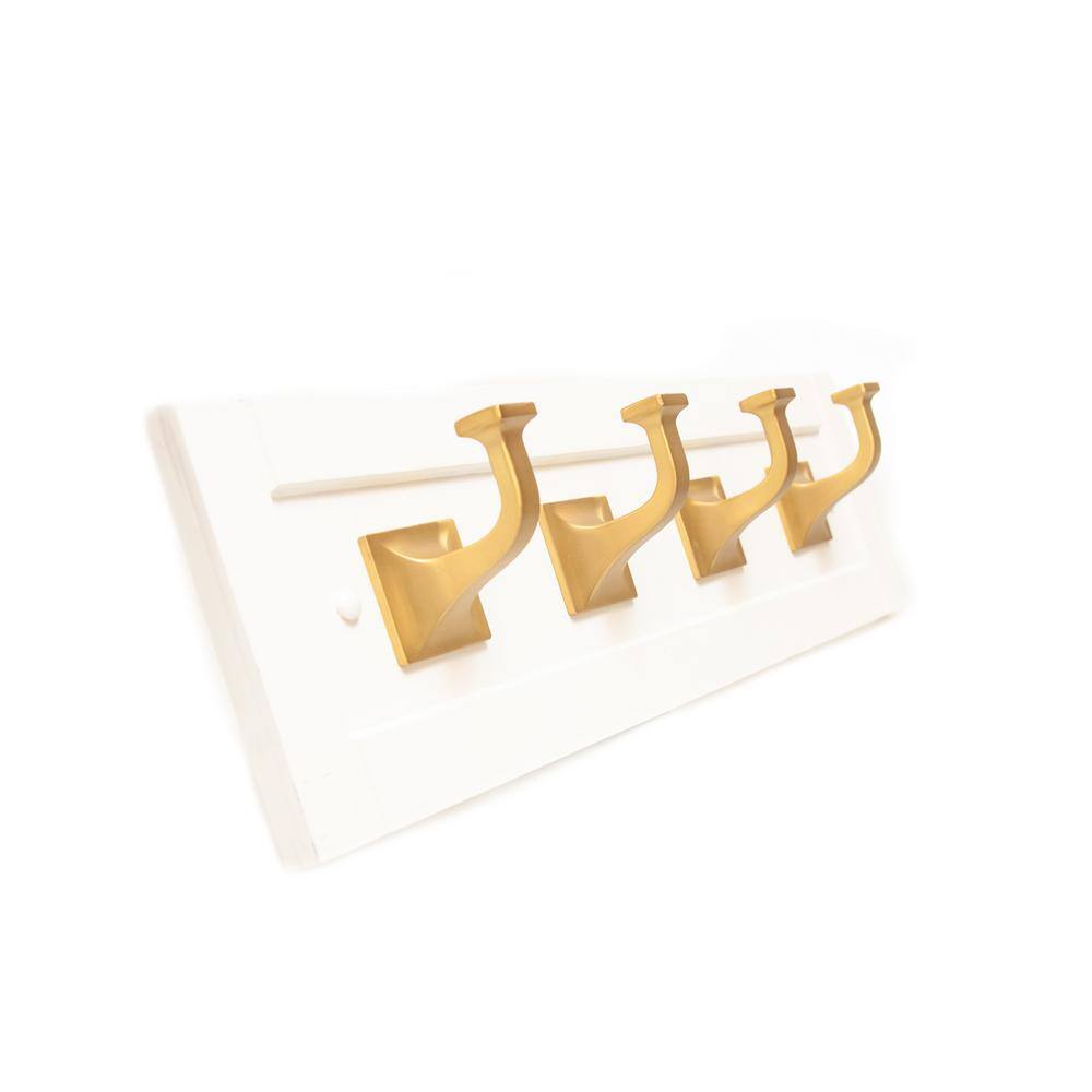 Hickory Hardware Forge 20 in. White Brushed Golden Brass 4-Single Prong ...