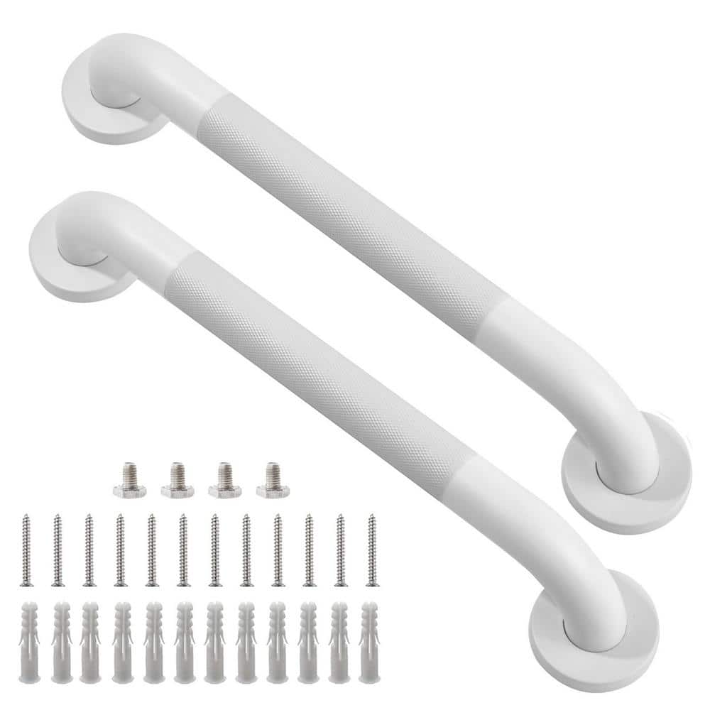 Numhew 16 in. Shower Grab Bar in White, 304 Stainless Steel Anti-Slip ...