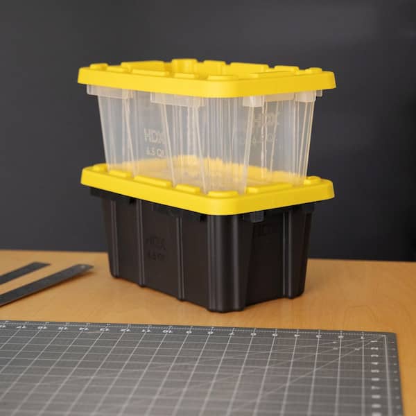 HDX 6.5-Qt Tough Storage Tote in Clear with Yellow Lid 999-6QT-C-HDX ...