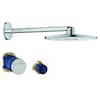 GROHE 2-Spray 12 in. Single Wall Mount Fixed Rain Shower Head in Chrome ...