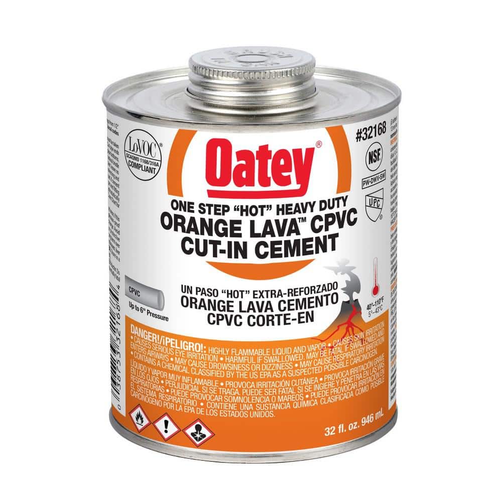 Oatey Orange Lava 32 oz. Heavy-Duty Orange CPVC Cement 32168 - The Home ...
