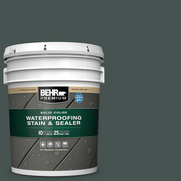 BEHR PREMIUM 5 gal. #MQ6-44 Black Evergreen Solid Color Waterproofing ...