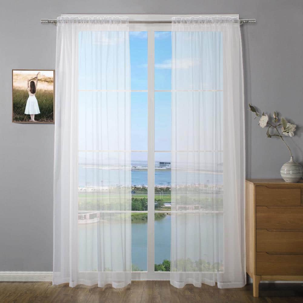 Shatex Indoor/Outdoor Mosquito Netting Curtain 63 in. x 108 in. White ...