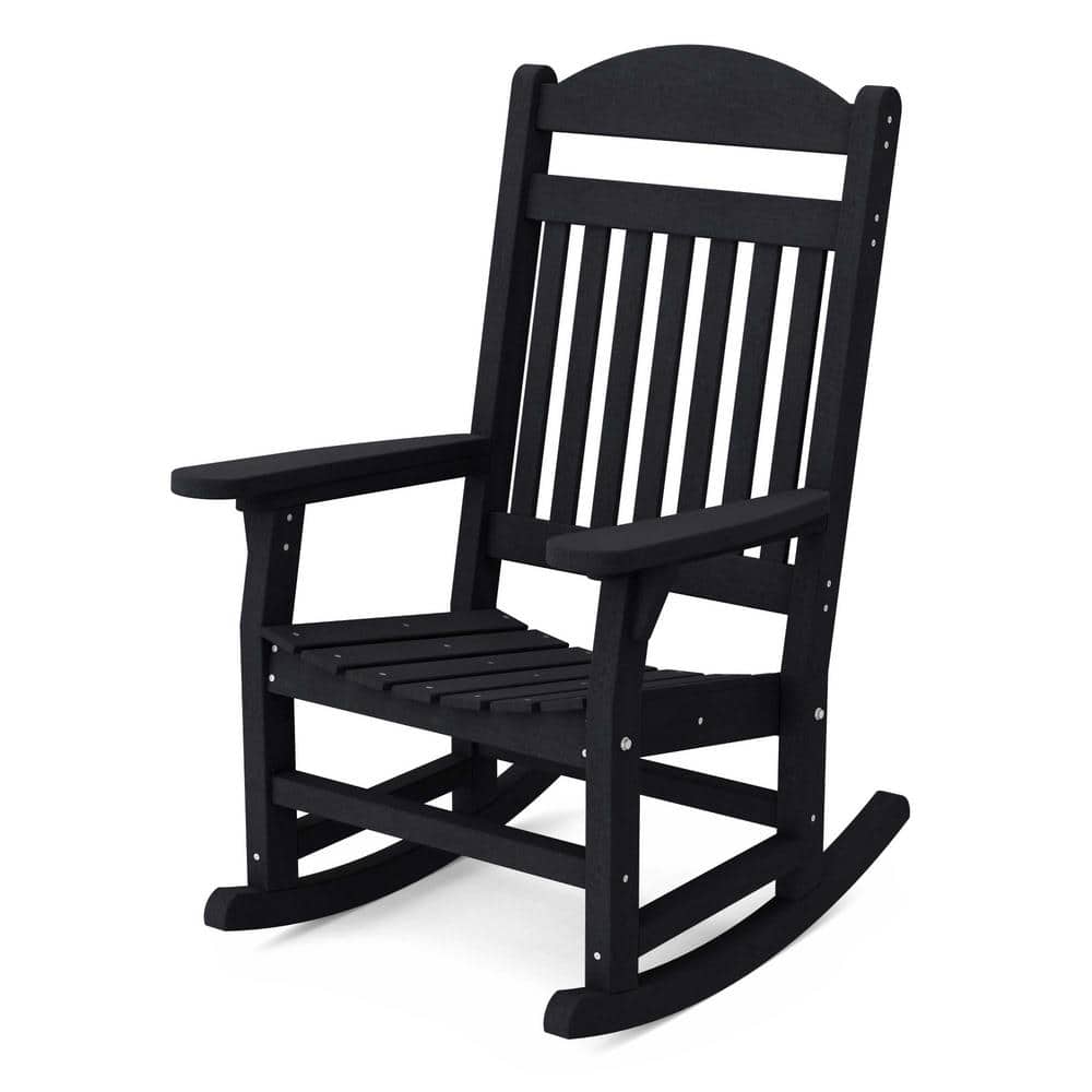 Wildridge Heritage Black Traditional Rocking Chair Plastic Outdoor ...
