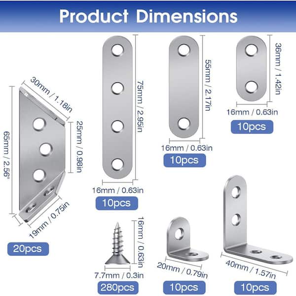 KIWDZFU Universal Stainless Steel Corner Connectors L Bracket Corner ...