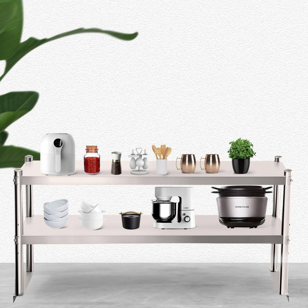 VEVOR Double Tier Stainless Steel Overshelf 36 x 11.8 in. Commercial ...