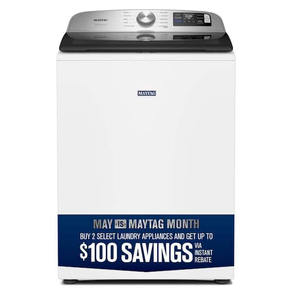 Maytag 5.2 cu. ft. Top Load Washer in White with Agitator, Extra Power ...