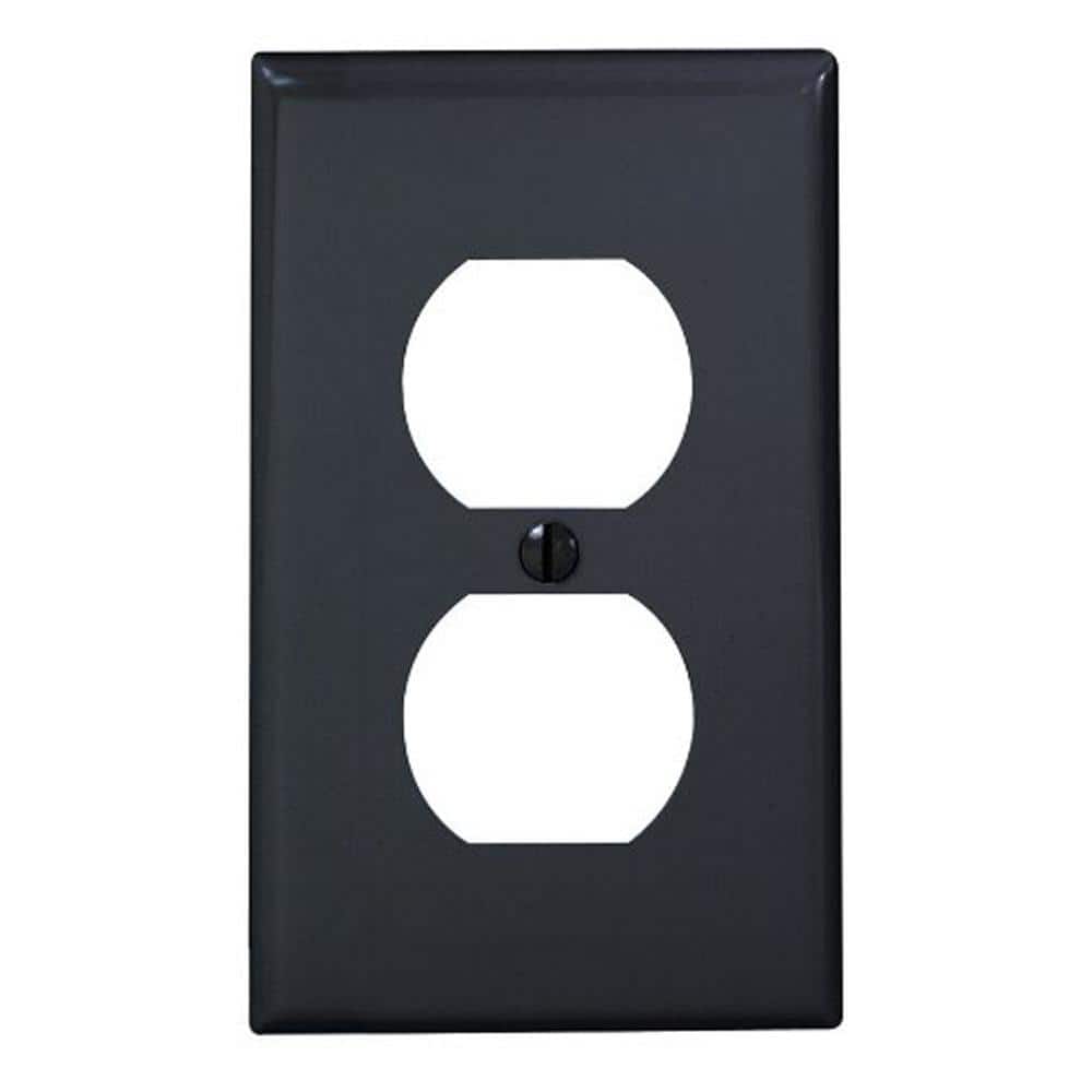 Leviton 1-Gang Black Duplex Outlet/Receptacle Nylon Standard Wall Plate ...
