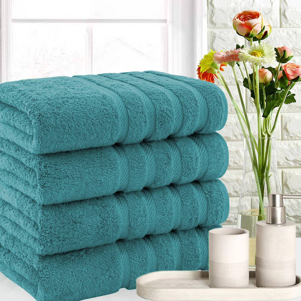 American Soft Linen Bath Towel Set, 4 Piece 100% Turkish Cotton Bath ...