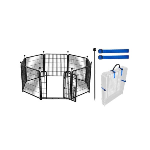 Justincity 17.7 ft. L x 27 W x 48 H Black Iron Temporary Fencing ...