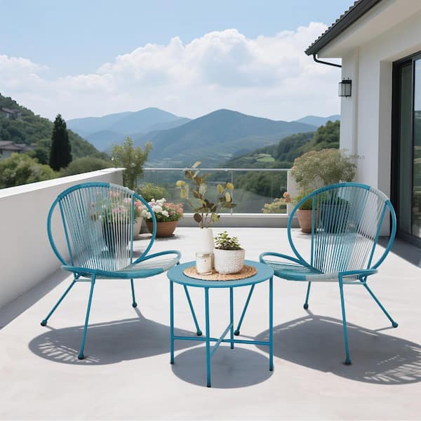 UPLAND Patio Furniture Set 3 Pieces, Shell Shape Garden Bistro Set ...