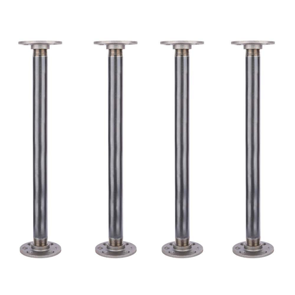 PIPE DECOR 1 in. x 2 ft. L Black Steel Pipe and Flange Table Leg Kit ...