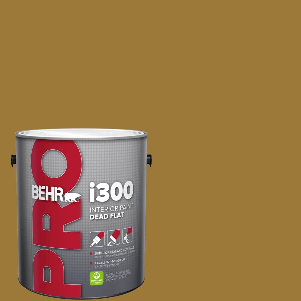 BEHR PRO 1 Gal. #M300-7A Retro Gold Dead Flat Interior Paint PR31301 ...