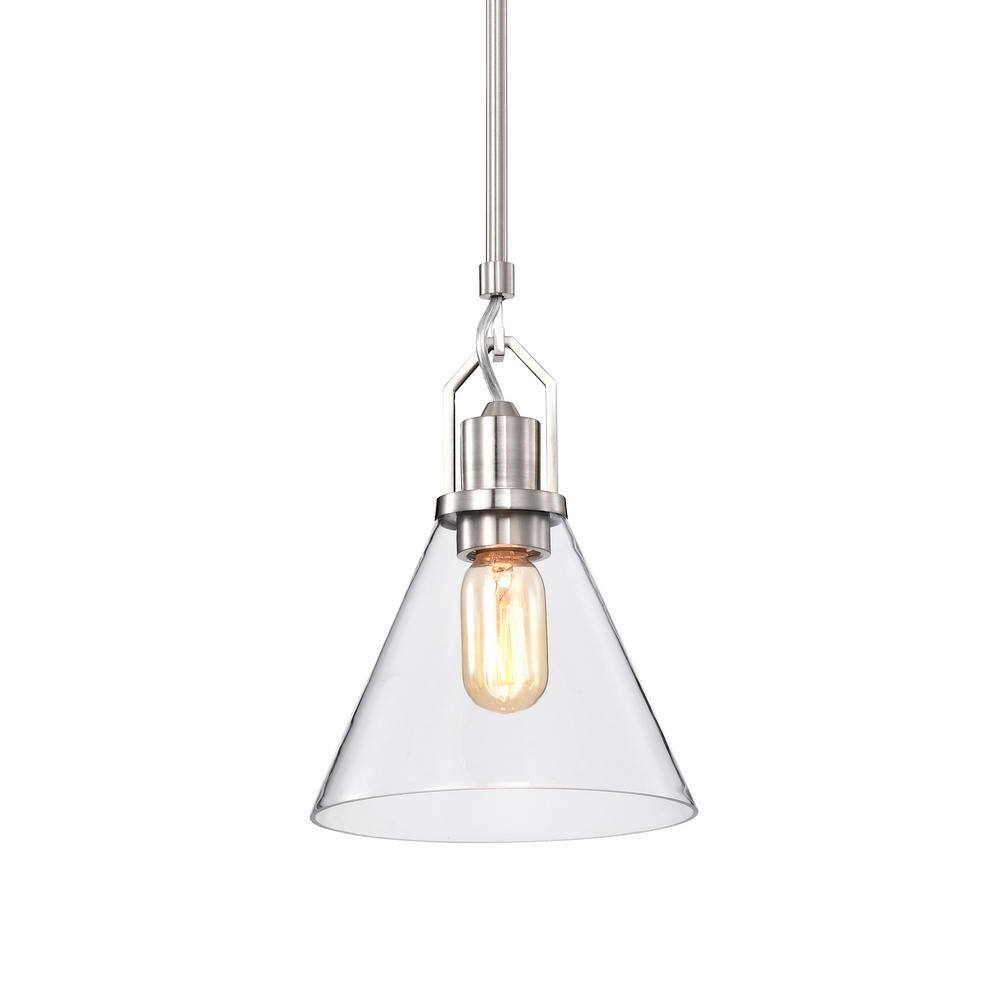 Edvivi Aria 8 in. 1-Light Brushed Nickel Modern Mini Pendant Light with ...