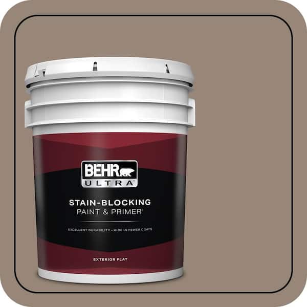BEHR ULTRA 5 gal. #PPU5-06A Light Truffle Flat Exterior Paint & Primer ...