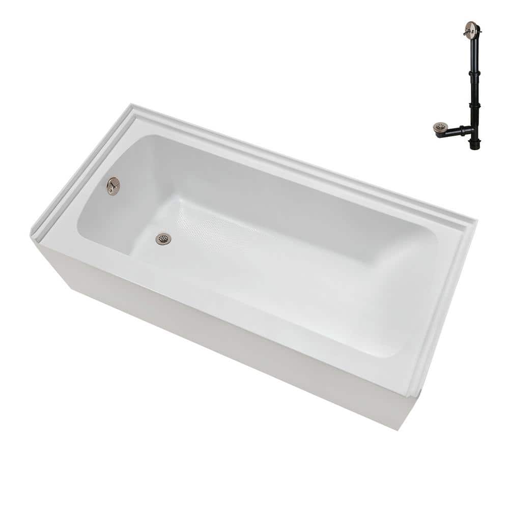 Streamline 66 in. x 32 in. Soaking Acrylic Alcove Bathtub with Left ...