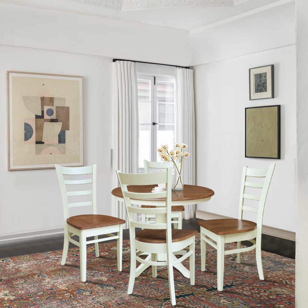International Concepts Olivia 5-Piece 36 in Round Solid Wood Dining Set ...