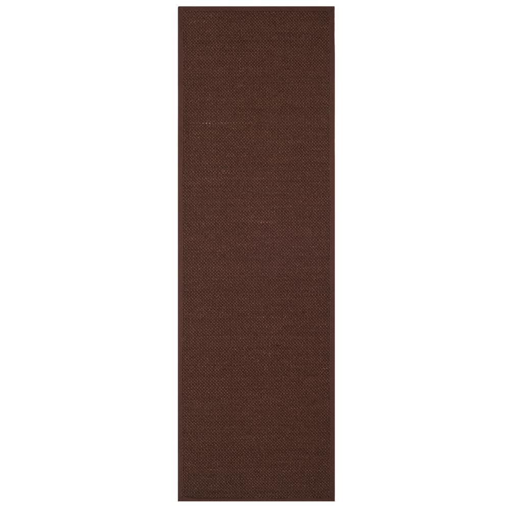 SAFAVIEH Natural Fiber Chocolate/Dark Brown 3 ft. x 6 ft. Woven Border ...