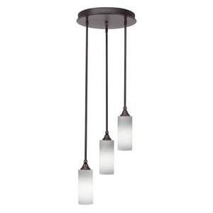 Villa 60-Watt 15 in. 3 Light Dark Granite Stem Pendant Light with 6 in ...