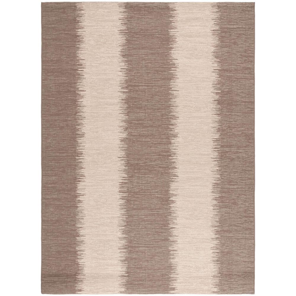 SAFAVIEH Courtyard Beige/Brown 8 ft. x 11 ft. Striped Modern Indoor ...