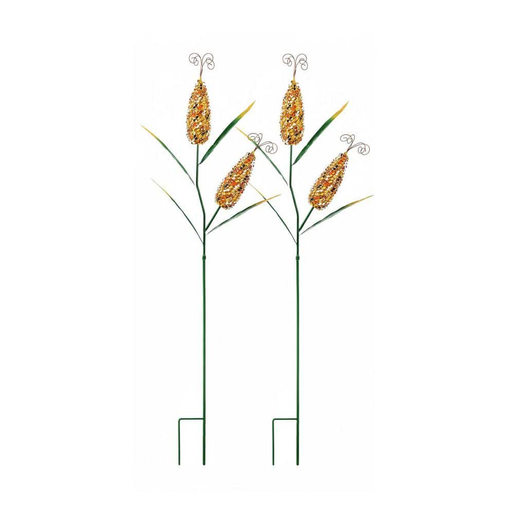 Unbrand 40" Metal Corn Stalk Garden Stakes (2-Pack) Weatherproof Autumn ...