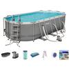 Bestway 18 ft. x 9 ft. x 45 in. Oval Power Steel Above Ground Swimming ...