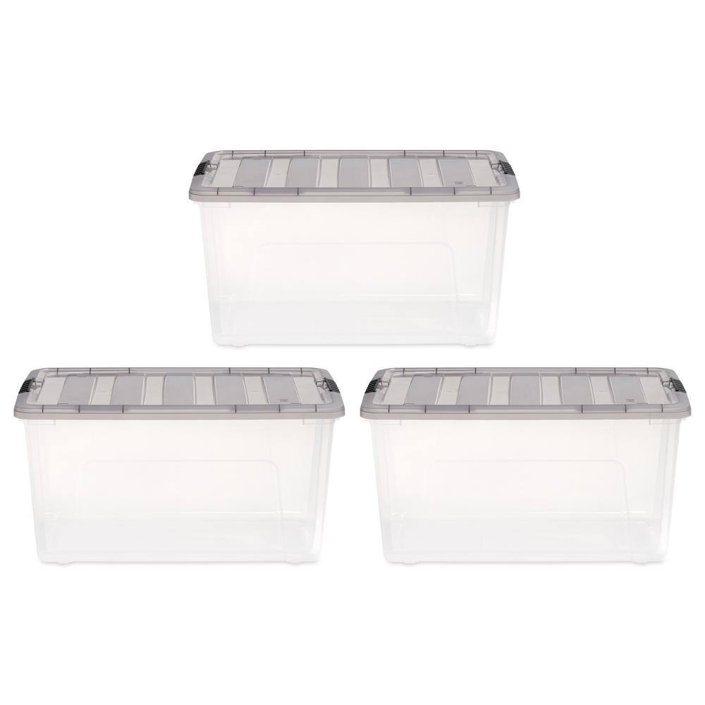 IRIS 72 Qt./18 Gal. Plastic Storage Boxes with Latching Lids, Clear ...