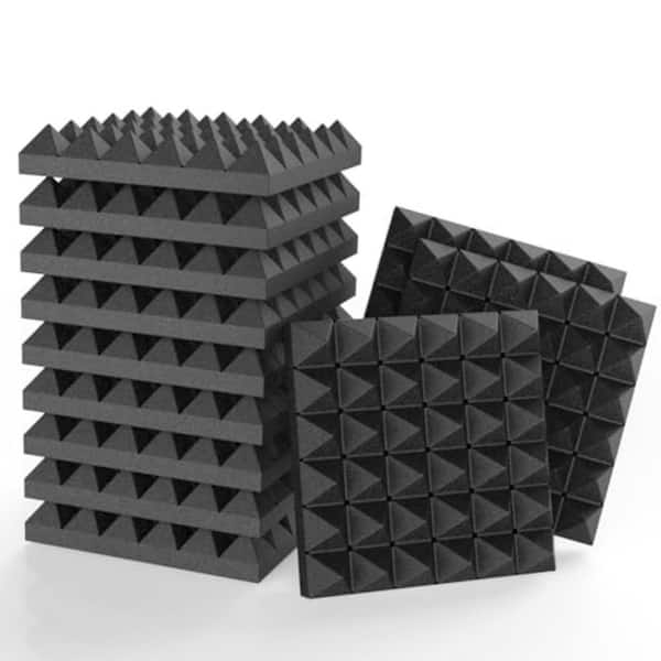 xinyoec 12 in. x 12 in. x 2 in. Pyramid Acoustic Foam Panels, High ...