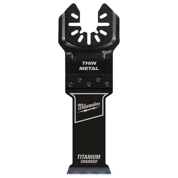 Milwaukee 1 1 8 in. Titanium Bi Metal Universal Fit Wood and Metal Cutting Multi Tool Oscillating Blade 1 Pack 49 25 1251 The Home Depot