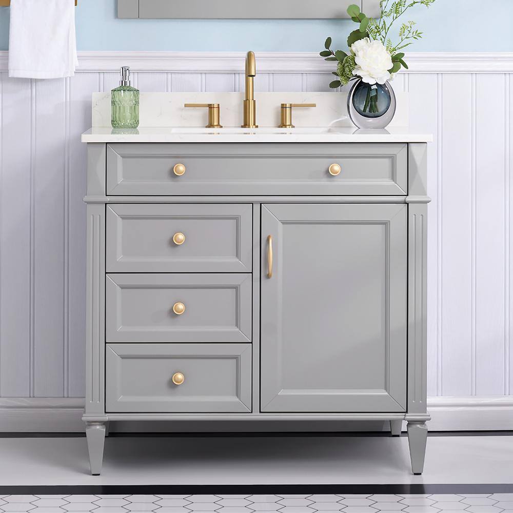 ANGELES HOME 36 in. W x 22 in. D x 35 in. H Solid Wood Freestanding ...