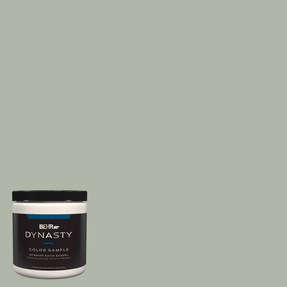 BEHR DYNASTY 8 oz. #ICC-56 Green Tea Satin Enamel Stain-Blocking ...
