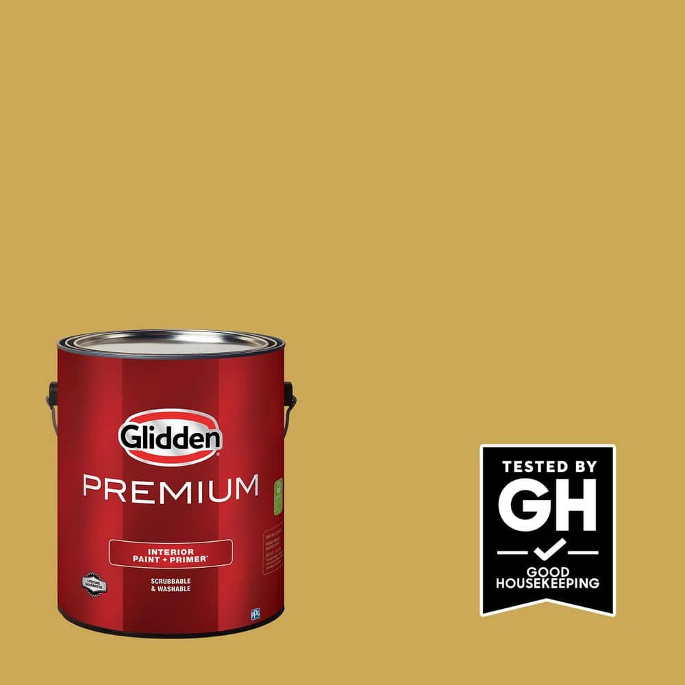 Glidden Premium 1 gal. PPG1107-6 Glorious Gold Satin Interior Latex ...