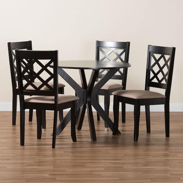 Baxton Studio Jana 5-Piece Sand and Dark Brown Dining Set 2569725 ...