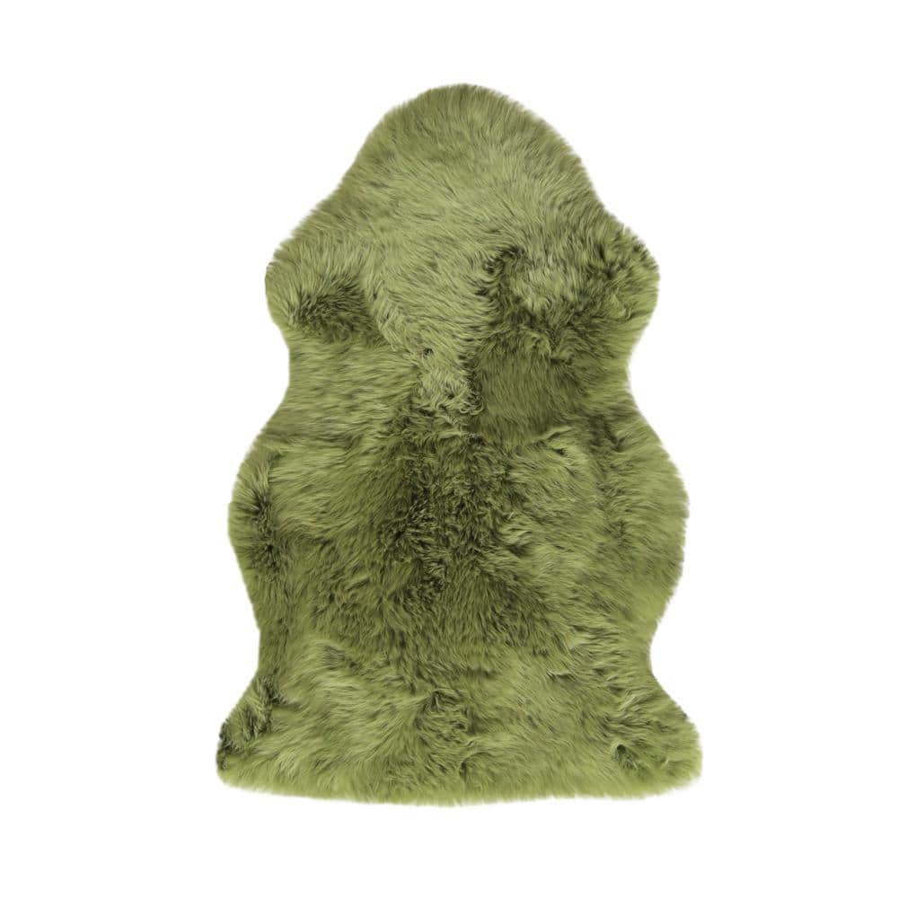 natural Milan Lime 2 ft. x 3 ft. Shearling Single Sheepskin Area Rug ...