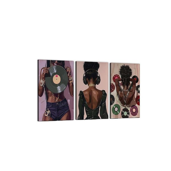 Black Woman Canvas Wall Art Set of 3 Fashion African American Black Female Wall Decor, 16x24in ...