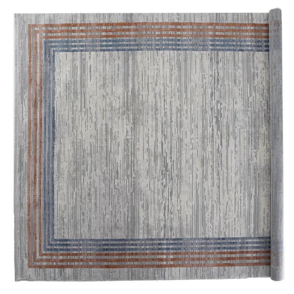 Benjara Trix Red, Blue and Gray 8 ft. x 10 ft. Geometric Area Rug ...