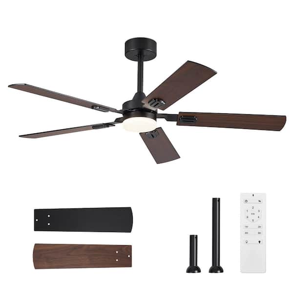 MOKSILED 52 in. Indoor Black Downrod/Angled Mount Ceiling Fan with Dual ...