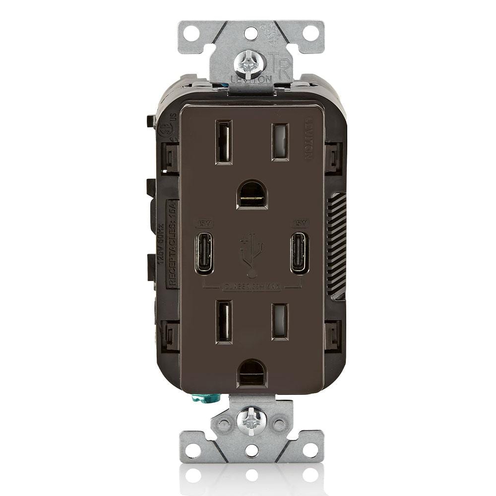Leviton 15 Amp 125 V Tamper Resistant Duplex Outlet/Receptacle, Brown ...