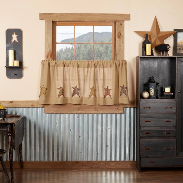 VHC BRANDS Stratton Burlap 36 in. W x 24 in. L Prim Star Light ...
