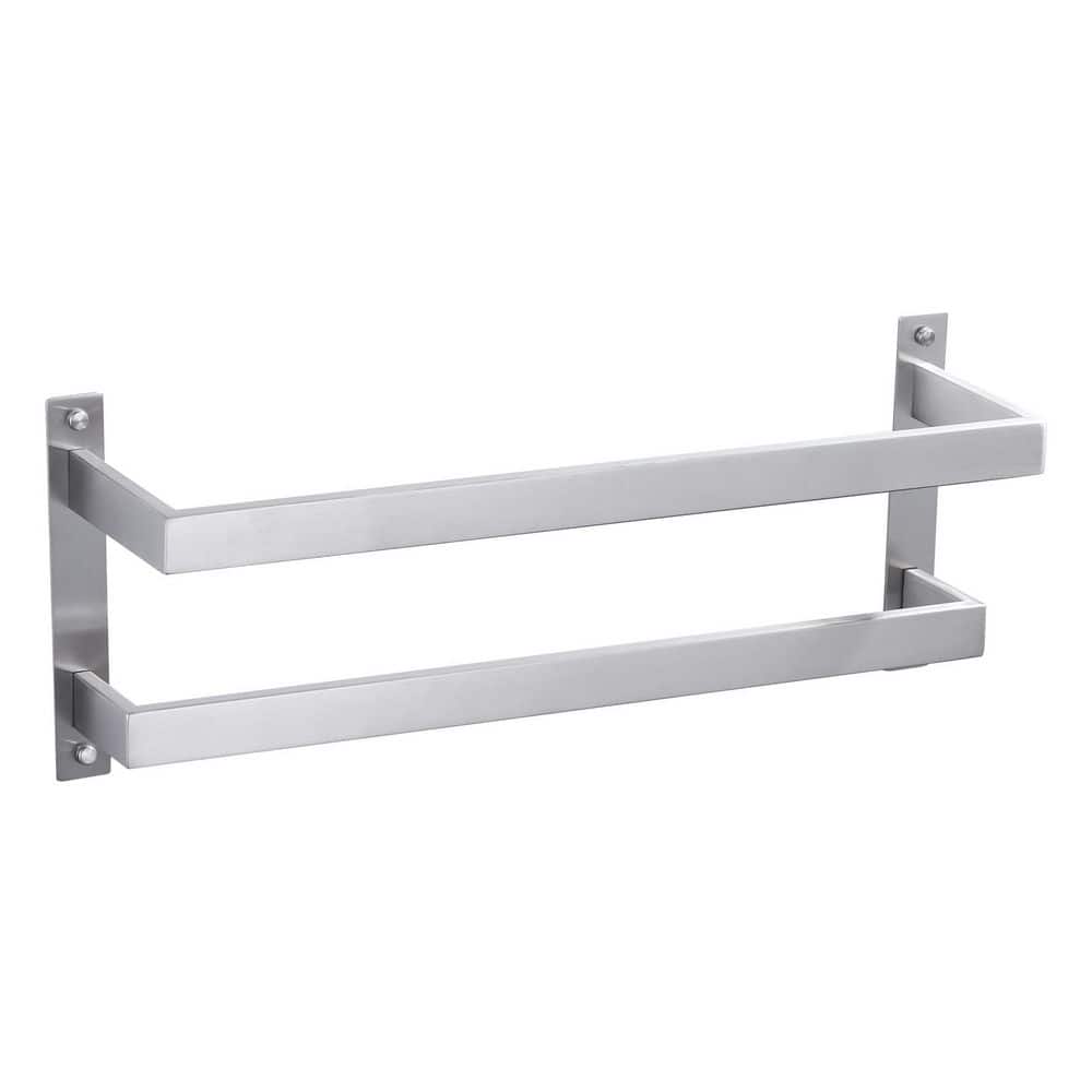 ALEASHA 20 in. 2-Bar Towel Rack Wall Mounted Stainless Steel in Brushed Nickel AL-8J292-20 - The ...