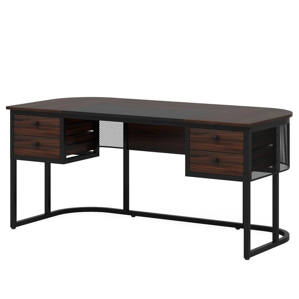 TRIBESIGNS WAY TO ORIGIN Halseey 63 in. Dark Walnut and Black Executive ...