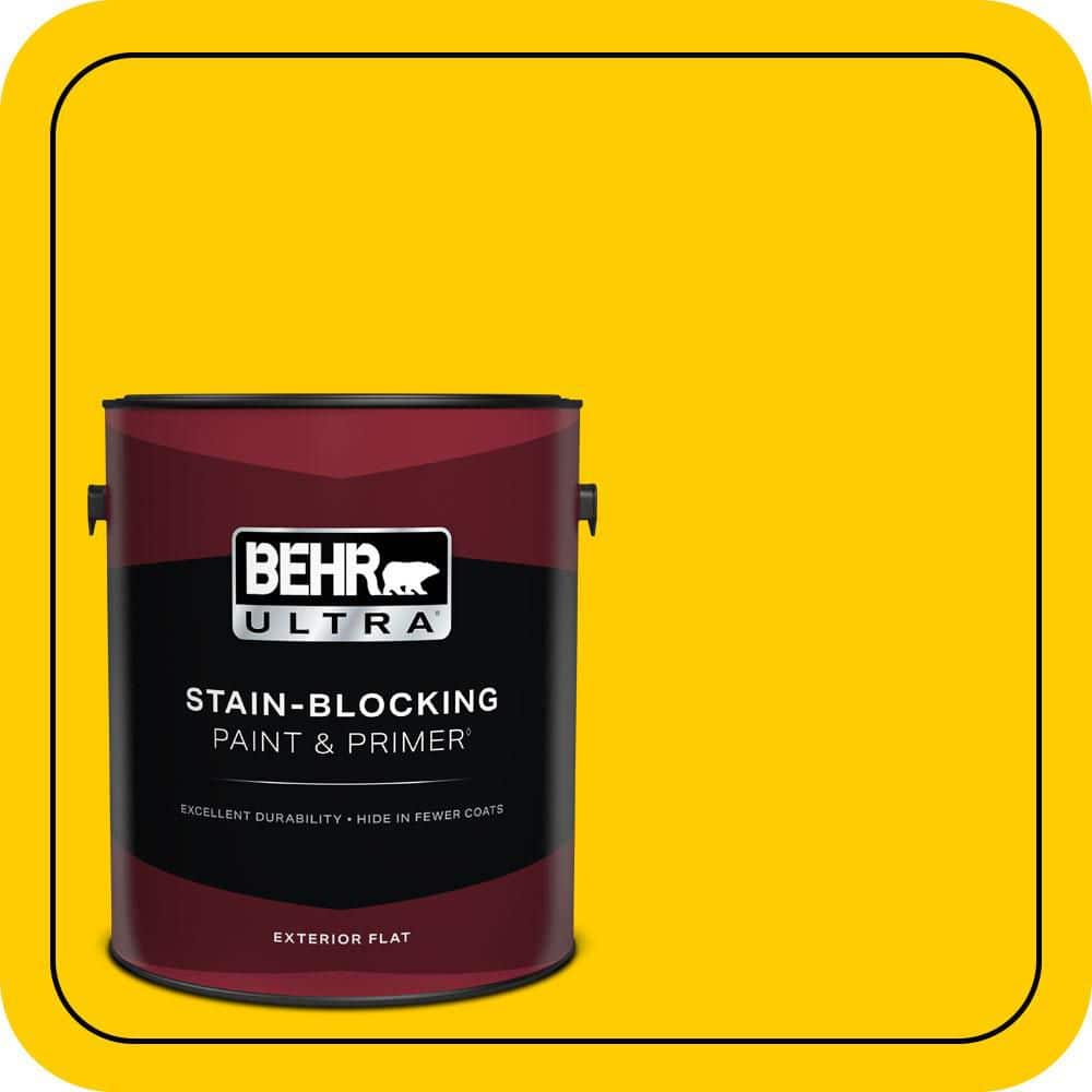 BEHR ULTRA 1 gal. #380B-7 Marigold Flat Exterior Paint & Primer 485301 ...