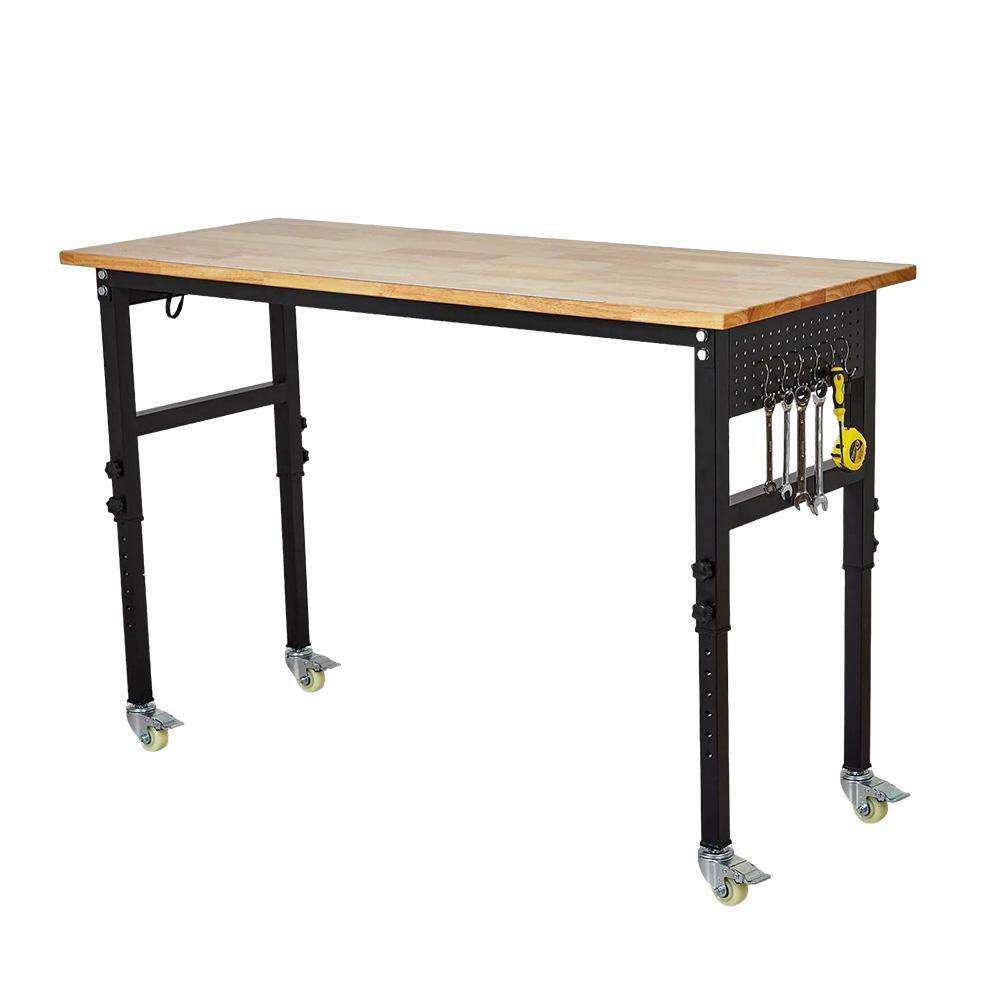 Garvee 48 in. x 24 in. Adjustable Wood Workbench with Power Outlet, 29. ...
