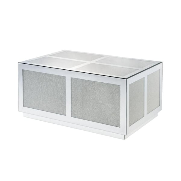 Benjara 36 in. Silver Rectangle Glass Top Coffee Table BM226894 - The ...