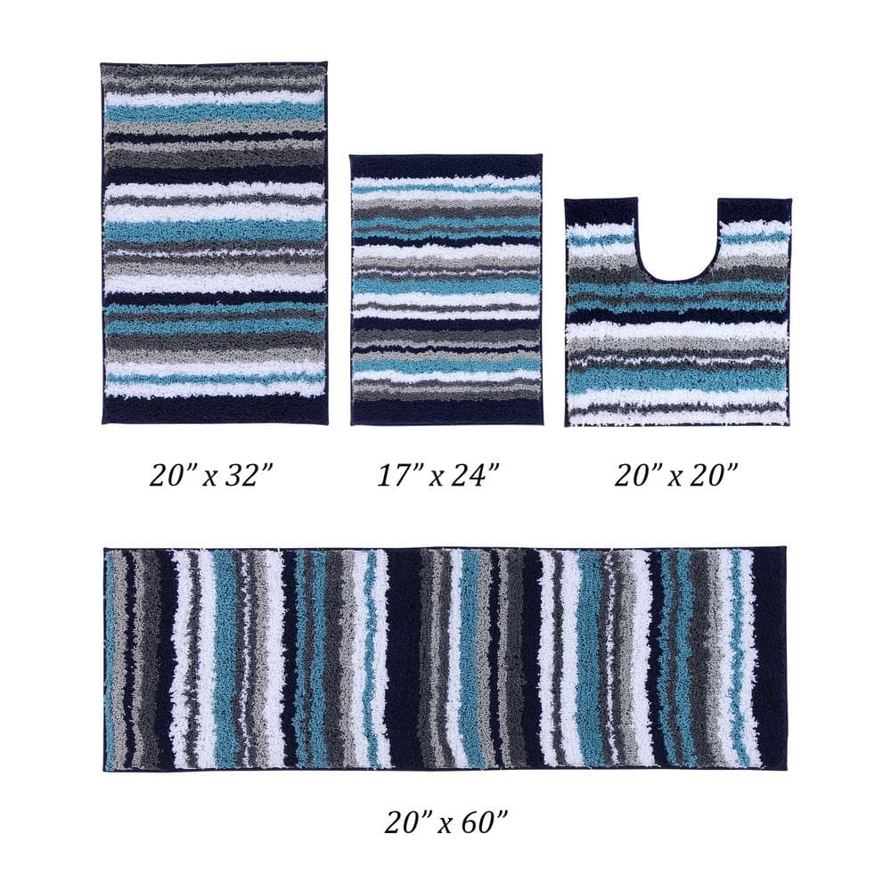 Better Trends Griffie Collection 4-Piece Blue and Grey 100% Polyester ...