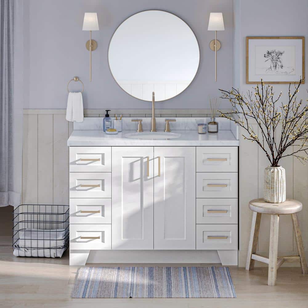 Ariel Q048s-Bc Taylor 48 Free Standing Hardwood Single Vanity Cabinet Only - White BOTH BOXES ...