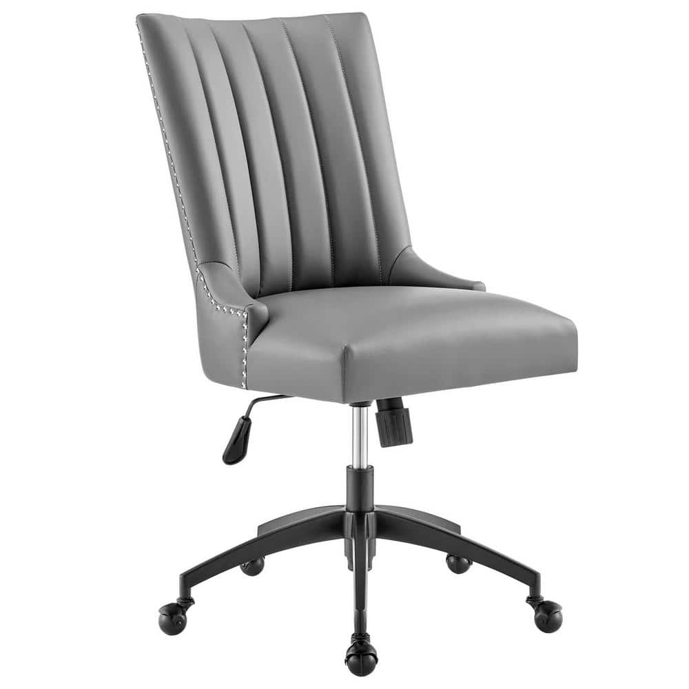 MODWAY Empower Tufted Gray Faux Leather Seat Office Chair with Matte ...